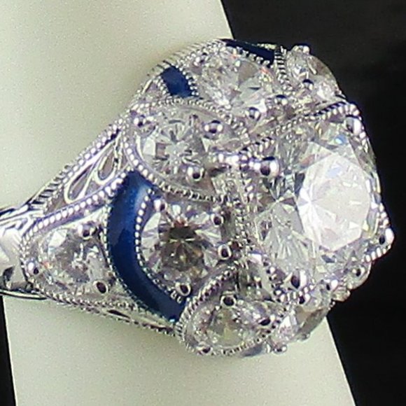 Xavier | Jewelry | Xavier 39ct Absolute Blue Enamel Floral Ring | Poshmark